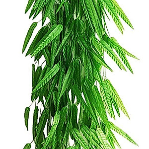 Artfen Fake Green Willow Rattan 71 Inch 10 Pcs Artificial Green Bamboo Leaves Artificial Greenery Lvy Vine Leaves Artificial Flower Garland for Home Hotel Office Wedding Party Garden Decor