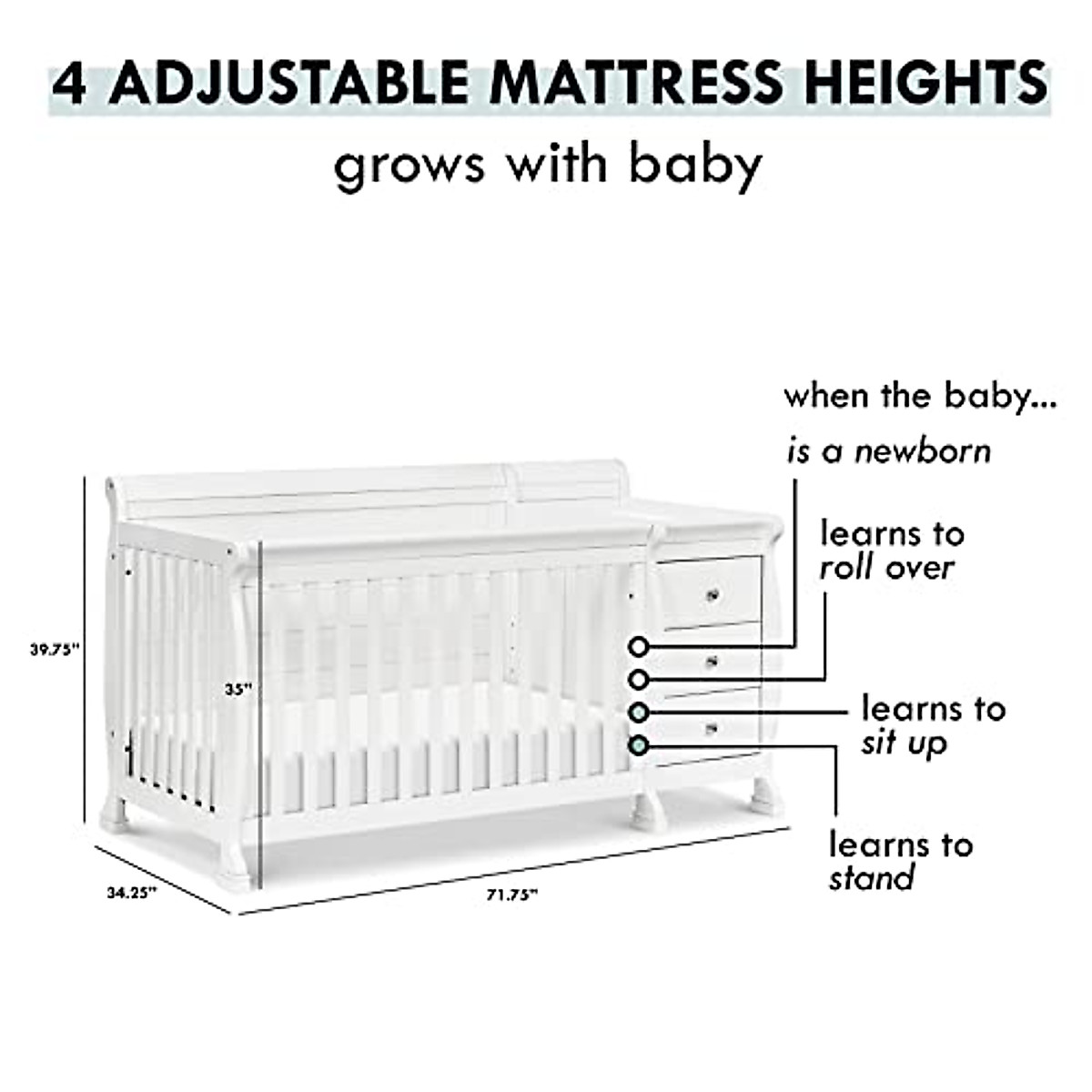 DaVinci Kalani 4-in-1 Convertible Crib and Changer Combo in White