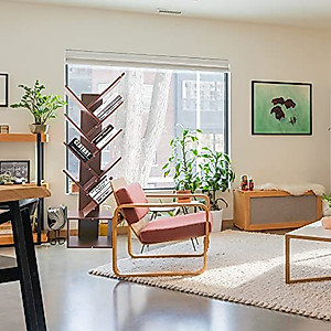 Tree Bookshelf with Drawer Rustic Brown Bookcase 9-Tier Book Rack Free Standing Book Storage Organizer Shelves, Wooden Rack Organizer Shelves for CD Movies/Books Home Office Living Room Bedroom