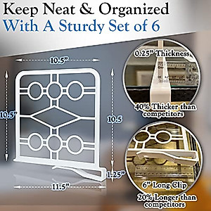 EZICOZI Set of 6 Shelf Dividers - Closet Shelf Organizer with Easy-Clip Attachment for Wooden Shelves in Kitchen, Bathroom, Office, and Laundry Room