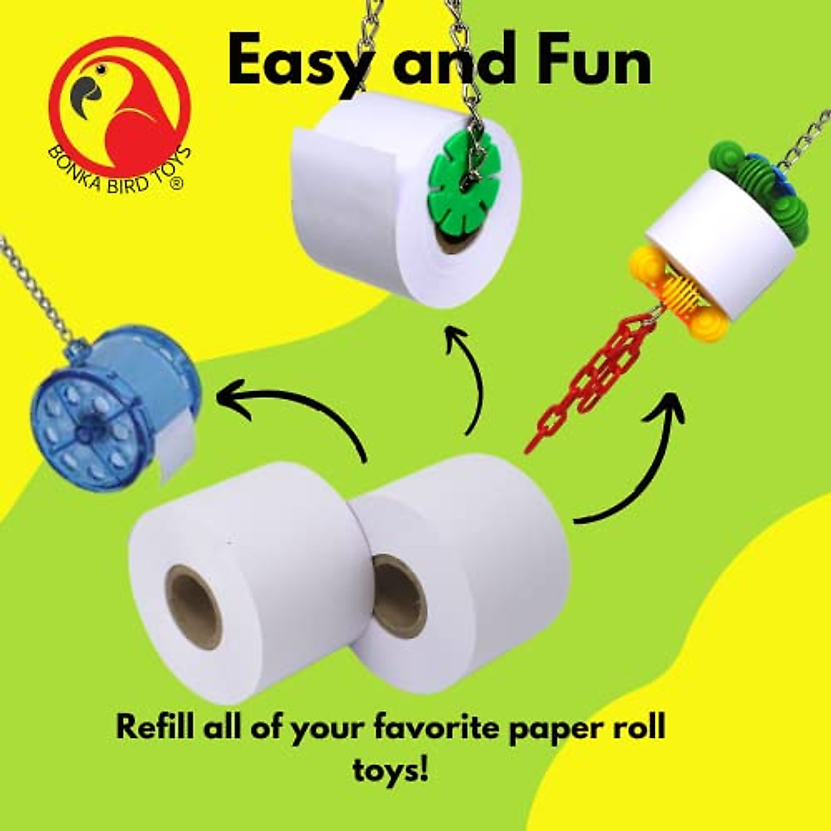 Bonka Bird Toys 3300 Pack Two (2) Small Shredmaster Refill Paper Roll Chew Shred Forage Natural Safe Till Cashier Receipt Replacement for 0038 Small Shredmaster