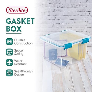 Sterilite Gasket Box, Stackable Storage Bin with Latching Lid, 32 Quart, 12 Pack