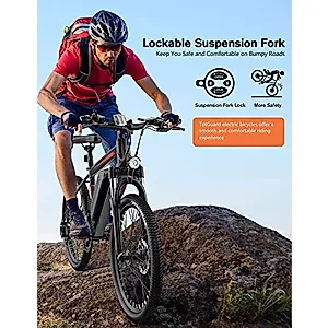TotGuard Electric Bike, Electric Bike for Adults 26'' Ebike with 350W Motor, 19.8MPH Electric Mountain Bike with Lockable Suspension Fork, Removable 36V/10.4Ah Battery, Professional 21 Speed Gear