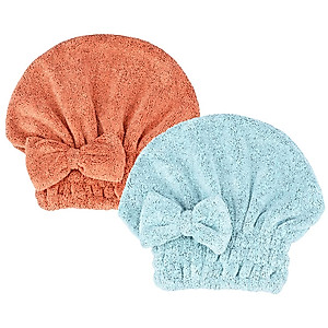 MAYOUTH Microfiber Hair Drying Towels Head wrap with Bow-knot Shower Cap Hair Turban hairWrap Bath Cap for Curly Long & Wet Hair gift for women