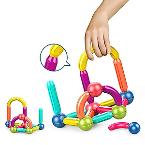 BESTYMXY Magnetic Stick, Magnetic Balls and Rods Set, Building Sticks Blocks, Magnetic Blocks, STEM Stacking Magnetic Toys Magnet Educational Toys for Kids Boys and Girls (25 PCS)