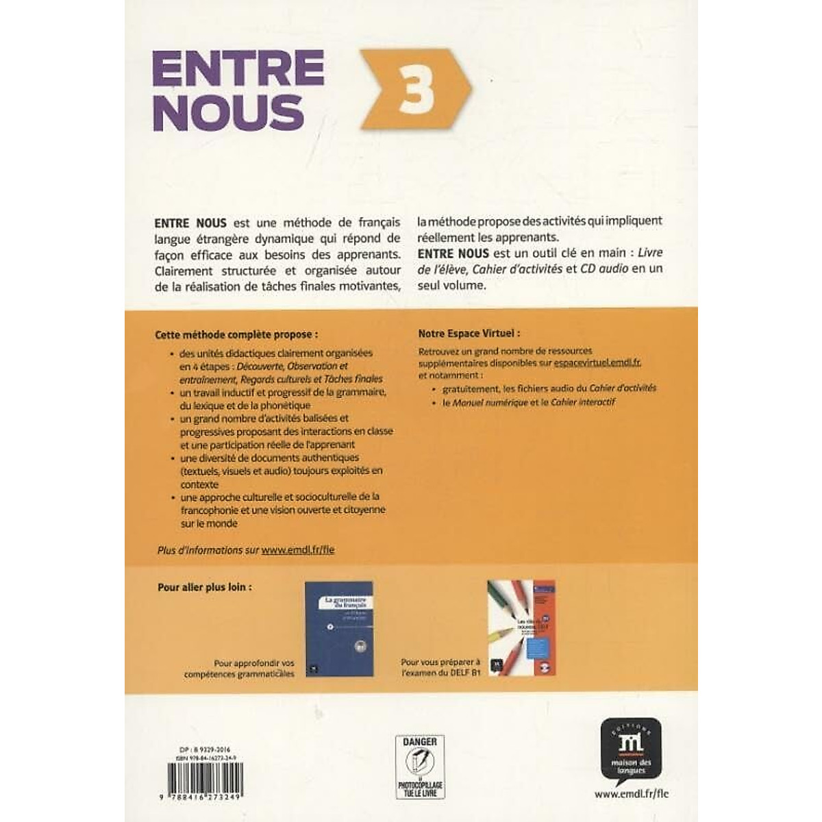 Entre nous 3 Livre de l´élève + cahier + CD: Entre nous 3 Livre de l´élève + cahier + CD (French Edition)