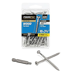 Power Pro Premium 305 Stainless Steel Wood Screws (#10 x 3-1/2") - 20pc