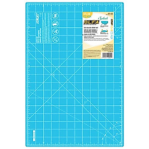 OLFA 12" x 18" Self Healing Rotary Cutting Mat (RM-CG/AQA) - Double Sided 12x18 Inch Cutting Mat with Grid for Fabric, Sewing, Quilting, & Crafts, Designed for Use with Rotary Cutters (Aqua)