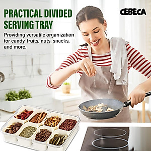 Snackle Box Container, Divided Serving Tray with Lid and Handle Snack Box, Snack Box Container that use at Picnic, Snack Containers for Meal Prep, Portable 8 Part Snackle Box Charcuterie Container