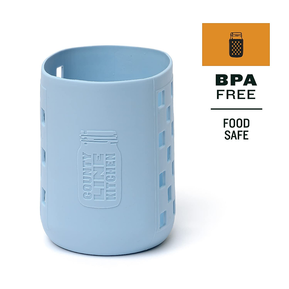 County Line Kitchen – Silicone Mason Jar Protector Sleeves for 1Qt Mason Jar – Fits 32 oz, Variety Colors, 4pk. Includes Gray, Sky Blue, Leafy Green and Sunrise Orange