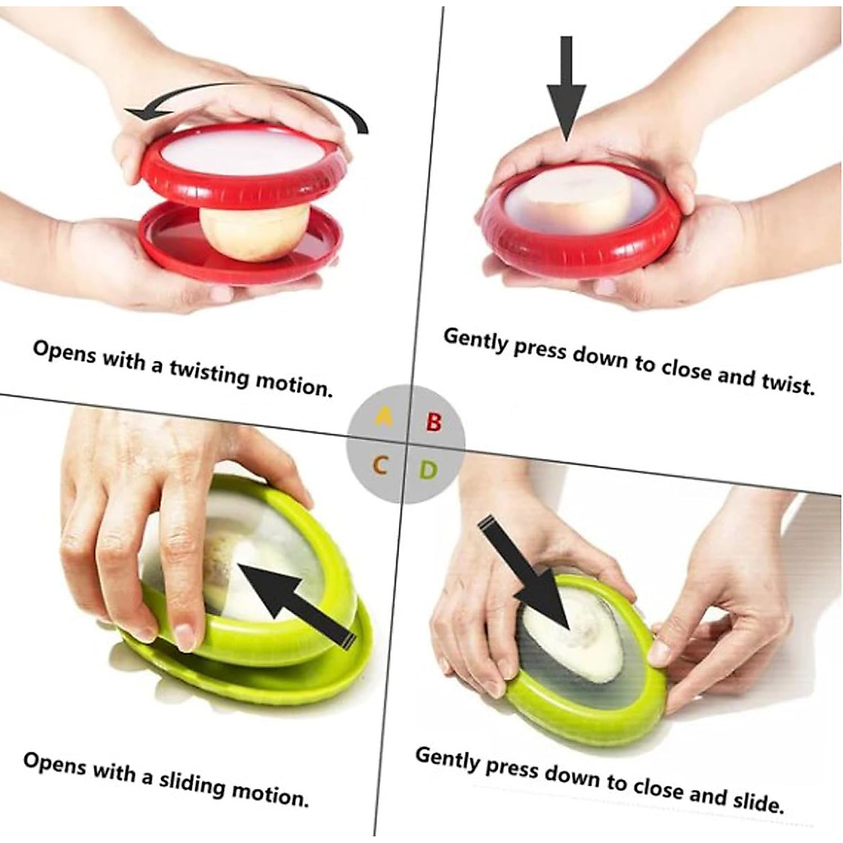 Silicone Fruit Storage Box, Silicone Fruit Storage Containers, Fruit and Vegetable Anti-Oxidation Storage Box, Silicone Fruit and Vegetable Storage Containers Set for Fridge Keep Fresh (Avocado box)