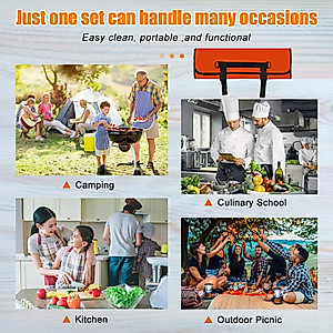 QIQU Orange Chef Knife Bag With 20 Slots Cutlery Knives Holders Protectors, Home Kitchen Travel Cooking Tools, Portable Canvas Knife Roll Storage Bag Chef Case for Camping or Working