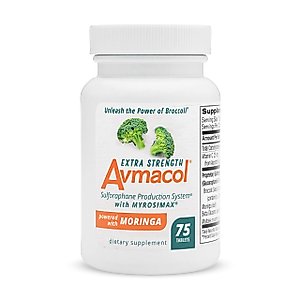 Avmacol Extra Strength #1 Researched Sulforaphane-Producing Brand for Detoxification, Antioxidant Support, Immune Health, Adults & Children, Nutramax Laboratories Consumer Care, Moringa, 75 Tablets