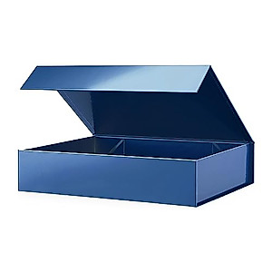PACKHOME Gift Box 11x7.8x2.3 Inches, Gift Box with Lid, Sturdy Shirt Box with Magnetic Lid for Wrapping Gifts (Glossy Metallic Blue)