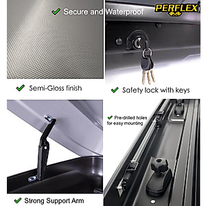Perflex Exclusive Rooftop Cargo Box Carrier Large 17.7 Cubic Feet Car Top Mount Travel Luggage Storage, Dual Side Opening, 130 Lbs Weight Capacity, Extra Keys, Straps (White)