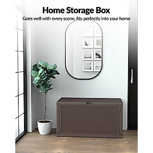 DEXSO Deck Box 120 Gallons Outdoor Storage Box for Patio Cushions Pillows Sofa Cover Gardening Tools Kids Toy Pool Towel & Chemicals, Open & Close with One Hand, Black