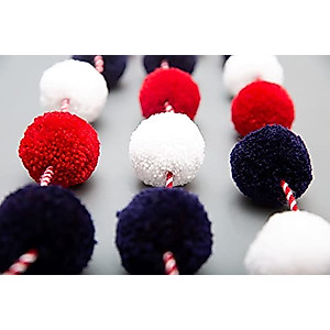 Zoe Frances Designs Patriotic Garland | Red White and Blue Garland | 4th of July Decorations | Pom Pom Garland for Independence Day, Labor Day, Veterans Day | Nautical Nursery Decor