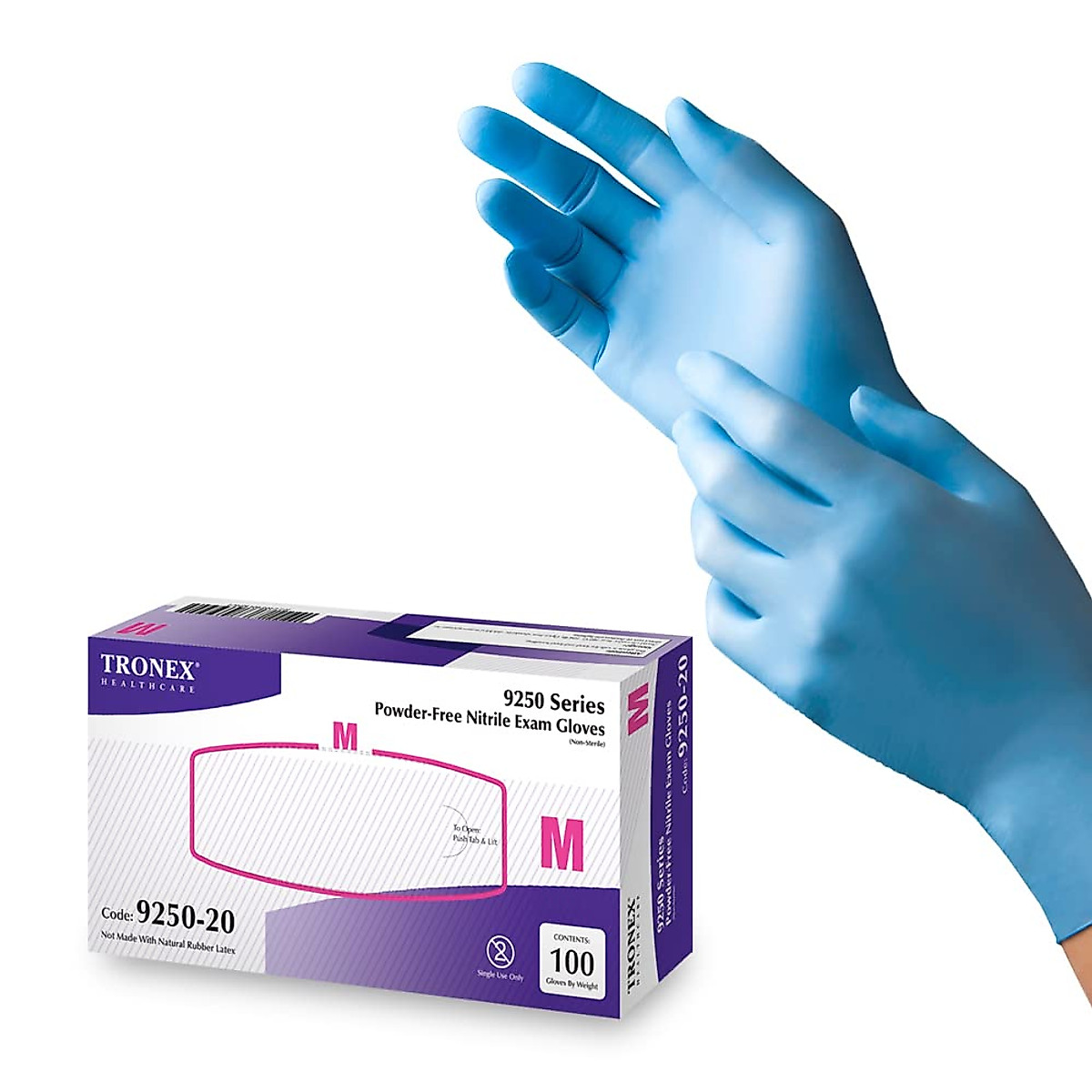 TRONEX XS - 2XL Nitrile Glove, Examination, Fingertip-Textured, Powder-Free, Blue (1000, X-Small)