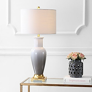 JONATHAN Y JYL3017B Dip Dye 31.5" Ceramic LED Table Lamp Coastal Traditional Bedside Desk Nightstand Lamp for Bedroom Living Room Office College Bookcase LED Bulb Included, Gray