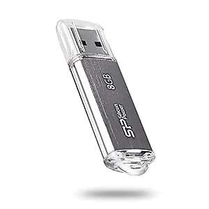 Silicon Power SP Silicon Power USB Memory 8GB USB3.0 Gen1 (USB3.2 / USB3.1) Aluminum Body Flash Drive Silver SP-UFD8GBSL3