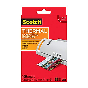 Scotch Thermal Laminating Pouches, 5 Mil Thick for Extra Protection, 4.3 Inches x 6.3 Inches, 100 Pouches (TP5900-100)