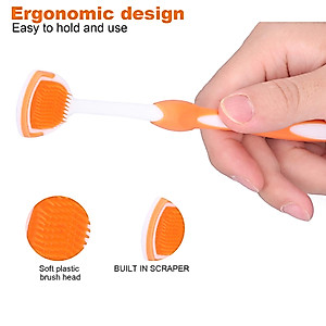 Tongue Cleaner for Adults Kids 4pcs Plastic Tongue Scraper Travel Portable Tongue Brush for Oral Care, Freshen Breath, Fight Bad Breath