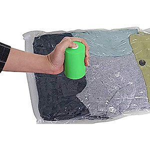 PAC 'N STACK, Handheld Vacuum Sealing Storage with Bags, Easy to Use, Reusable, Waterproof, Cordless, Compact, and Portable, Ideal for Travel, Reduces Volume (16 Pack Bags)