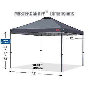 MASTERCANOPY Durable Pop-up Canopy Tent with Roller Bag (12x12, Dark Grey)