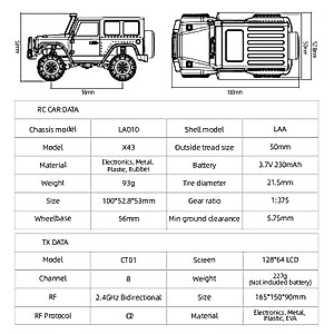 LDARC X43 Crawler RC Car 1:43 Full Scale Simulation RC Off-Road Vehicle 4WD Mini Climbing Toy with Remote Control (RTR Desert Yellow)