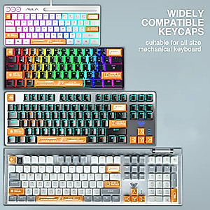 AULA PBT Keycaps, 10 Keys Dye-Sub Custom Keycaps Set for Cherry Gateron MX Switches Mechanical Keyboards, Fashion Cute Keyboard Keycaps (Orange)
