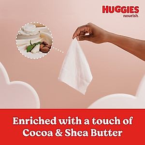 Huggies Nourish Scented Diaper Wipes, 2 Push Button Packs (112 Wipes Total)