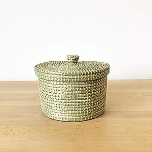 Large Kivu Lidded Baskets/African Basket/Sweetgrass