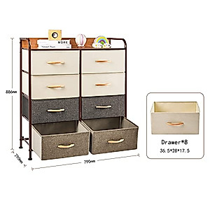 Graficial Dresser Storage Furniture Organizer - Large Standing Unit for Bedroom, Office.Living Room and Closet - 8 Removable Fabric Drawers - Multi-Color/Espresso Brown.
