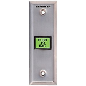 Seco-Larm SD-7103GC-PEQ Enforcer Slimline Illuminated RTE Plate, Square Illuminated Push Button with Caption Push to EXIT, Message Language Can Be Easily Changed in The Field to Spanish or French
