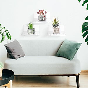 Wenqik Acrylic Floating Shelves for Wall 6 x 6 Inch Display Wall Shelf Clear Hanging Shelves with Adhesive Tape and Screw for Bathroom Bedroom Living Room Office Storage Decoration(6 Packs)