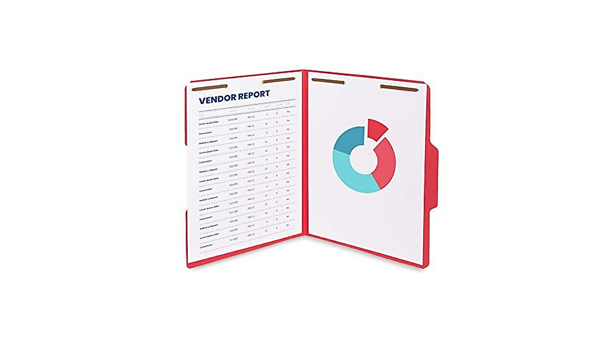 Durable 50 Color Fastener File Folders for Office & Medical Files