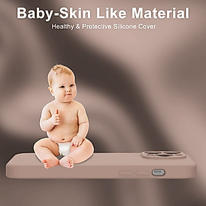 DEENAKIN Compatible with iPhone 13 Pro Max Silicone Case - Enhanced Camera Protection and Screen Protector - Smooth Baby Skin-Like Feel - Slim Fit Phone Cover 6.7" for Men Women Girls - Light Brown