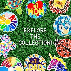 Creative Roots Mosaic Sun Stepping Stone Kit, Includes 7-Inch Ceramic Stepping Stone & 6 Vibrant Paints, DIY Garden Stone for Kids Ages 6+, Multicolor