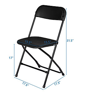 Imseigo 10 Pack Black Plastic Folding Chair, Indoor Outdoor Portable Stackable Commercial Seat with Steel Frame,350lb. Capacity for Events Office Wedding Party Picnic Kitchen Dining (10 Pack, Black)