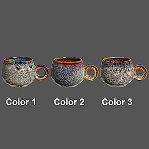 KYBSCZ Ceramic Espresso Cups Set of 4, 3 Ounces Demitasse Cups, Porcelain Mini Coffee Cups, Small Ceramic cups set Made by Fambe Reactive Glaze,Caramel Gray