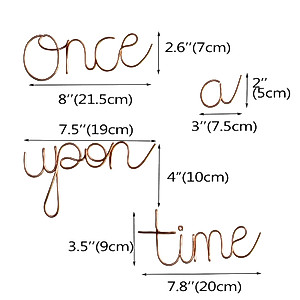 Once Upon a Time Metal Wall Art Read Signs Playroom Decor Nursery Wall Decor Words Art for Kids Playroom Signs Book Themed Decor Bookshelves Little Library Sign (Rose Gold)