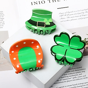 4PK Hair Claw Clips for St. Patrick's Day Hair Accessories for Girls Women Green Claw Clips Irish Day Kids Cute Hair Clips (Color D)