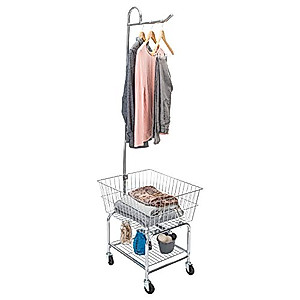 Organize It All Deluxe Laundry Valet, Basket and Clothes Hanger, Rolling Cart
