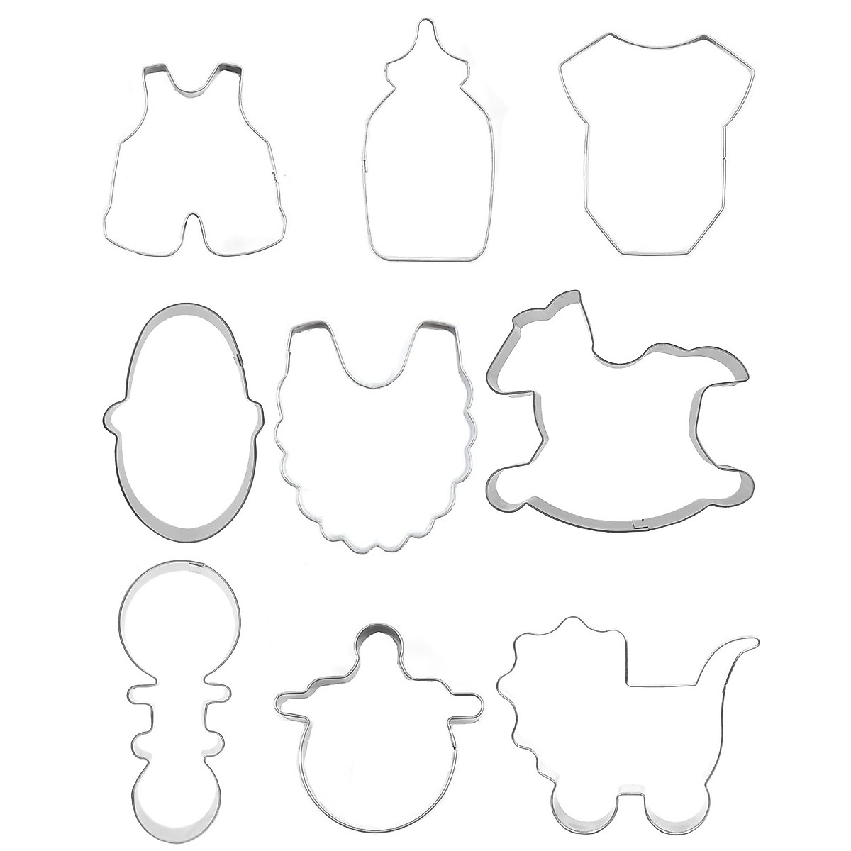 Baby Shower Series Cookie Cutters Set of 9 pcs, Stainless Steel Fondant Cutter Molds Baking DIY