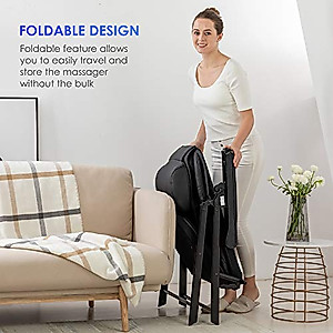 COMFIER Folding Massage Chair Portable, Shiatsu Neck Back Massager with Heat, Foldable Chair Massager for Full Body, Adjustable Backrest Height,Office Home Use, Gifts for Men Women,Black