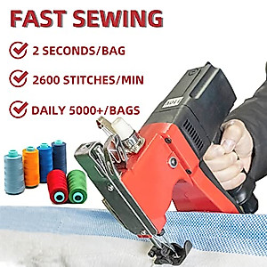 SDRTOP Electric Bag Sewing Machine Industrial Handheld Bag Closer Closing Stitcher GK9-900 Automatic Woven Bag Sewer Packing Machine for Rice Woven Leather Snakeskin Bag Sack