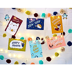 American Greetings Holiday Cards with Envelopes for Christmas, New Years and More, Cute Animals (48-Count)