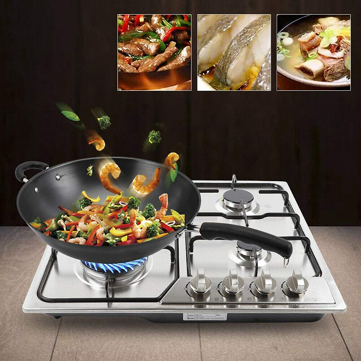 Gas Cooktop NG/LPG Gas Stove Cooktop Stove Burner Tempered Glass Cook Top Built in 4 Burners Gas Hob Grate Stovetop Cooker (4 Burners, 23'' x 20.5'')
