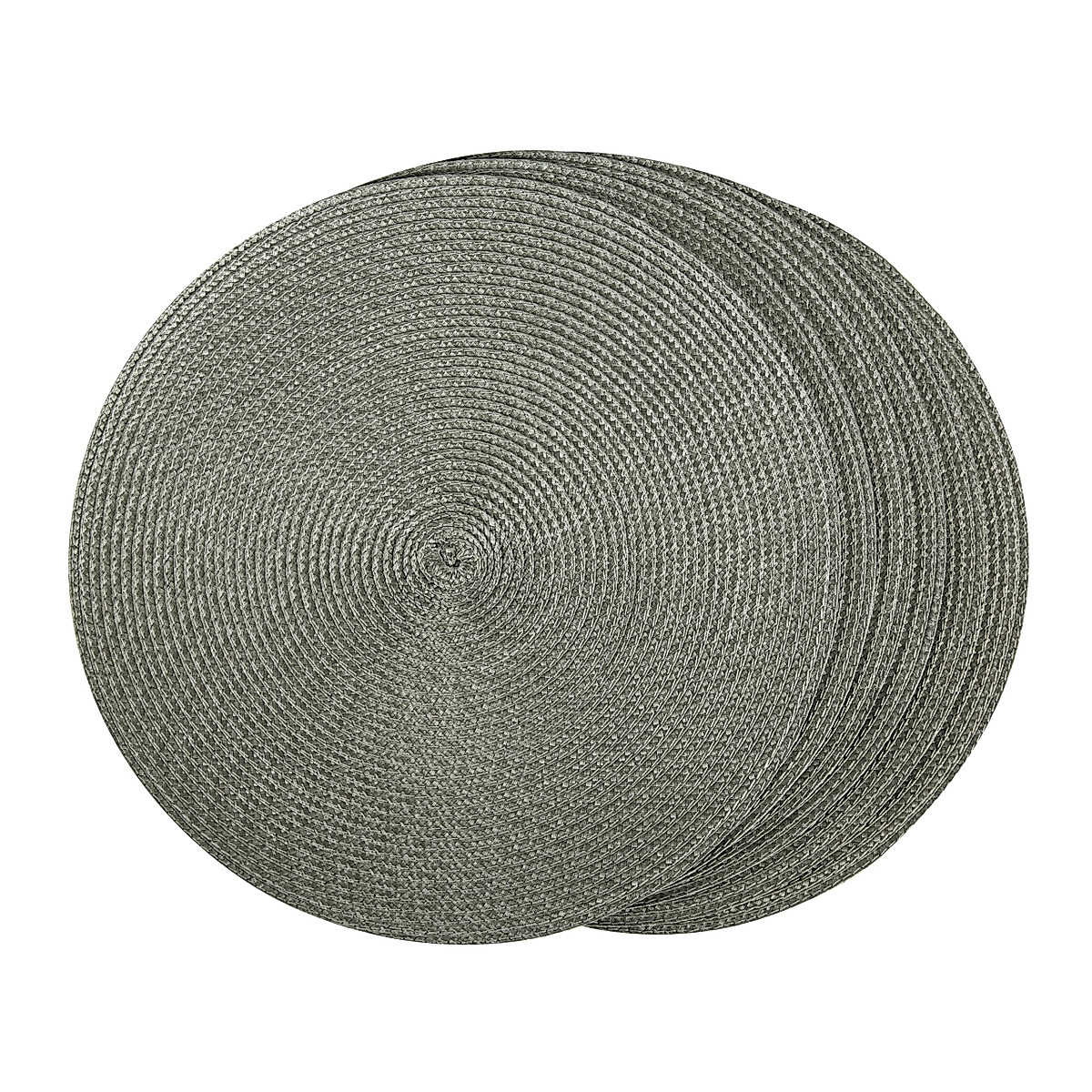 BAOFIN Round Braided Placemats Set of 6, Table Mats for Indoor and Outdoor Dining Table, Washable Woven Non-Slip Placemats, 15 inches (Gray)
