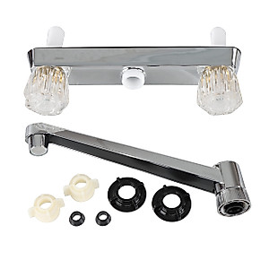 Empire Faucets RV Kitchen Faucet - Chrome Centerset Swivel Kitchen Spout with Dual Crystal Handles for Petite Kitchens